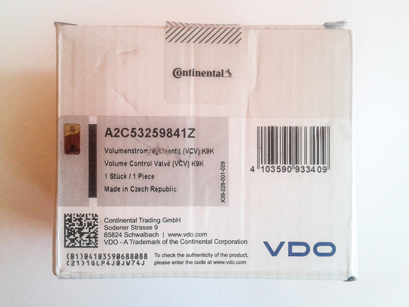 A2C53259841Z VDO - Клапан (VCV) контроля потока топлива